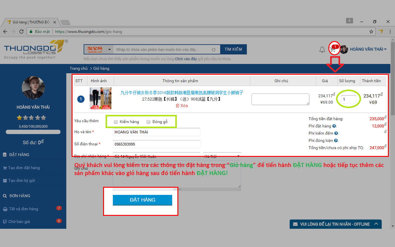 HƯỚNG DẪN TẠO ĐƠN HÀNG