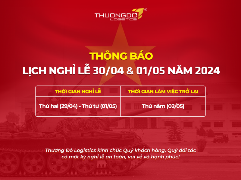 Lịch nghỉ lễ Giải phóng miền Nam 30/04 và Quốc tế Lao động 01/05/2024